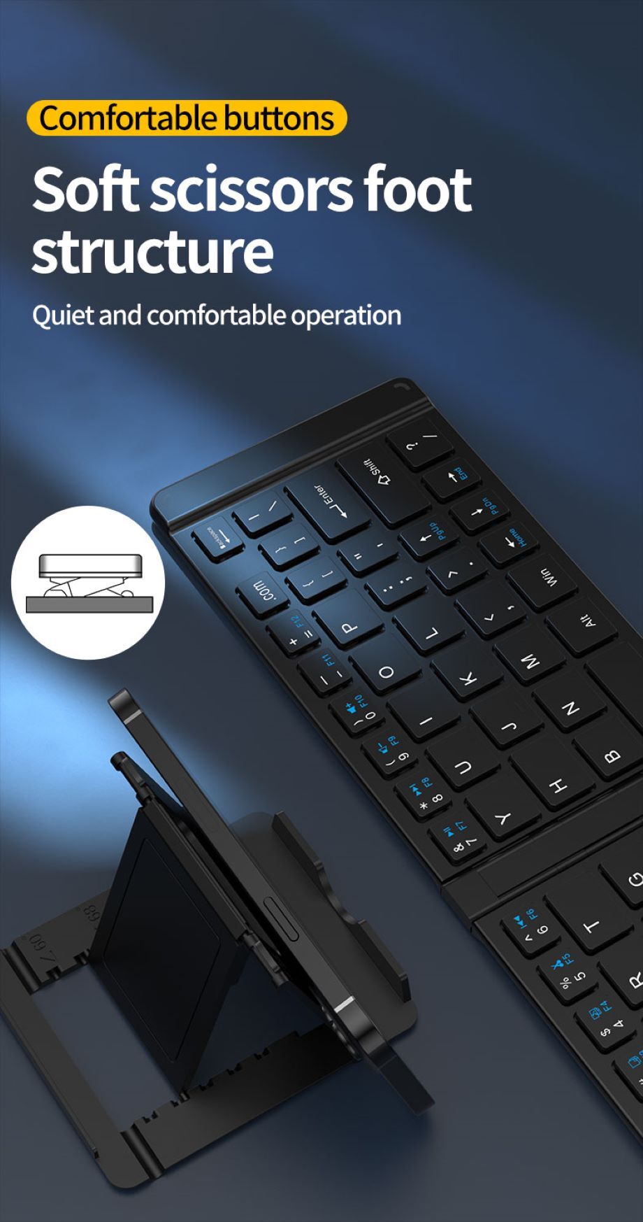 Km80 Foldable Wireless Keyboard And Mouse Set Rechargeable Triple-mode ...