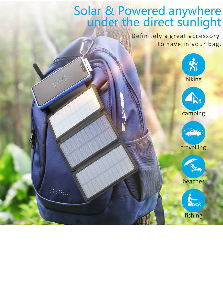 Wireless Charging Flashlight Solar Power Bank,20000mah High Capacity ...