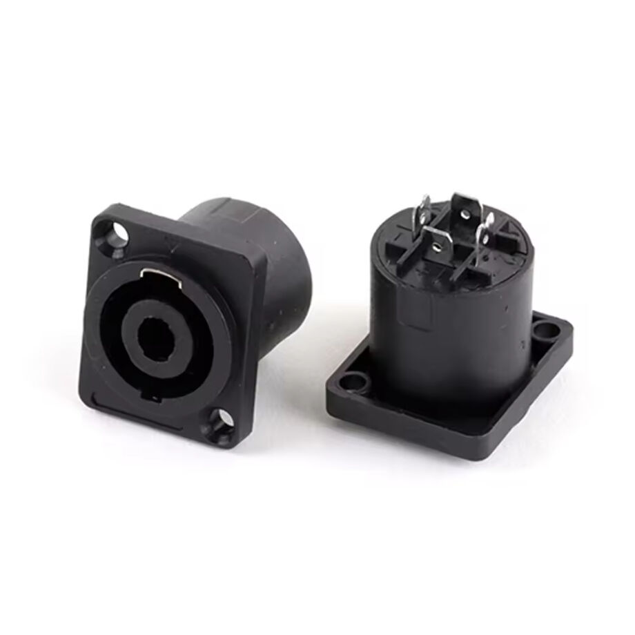 Grey 4 Pin Speaker Power Connector Female Jack Panel Mount 4 Pole 4 ...