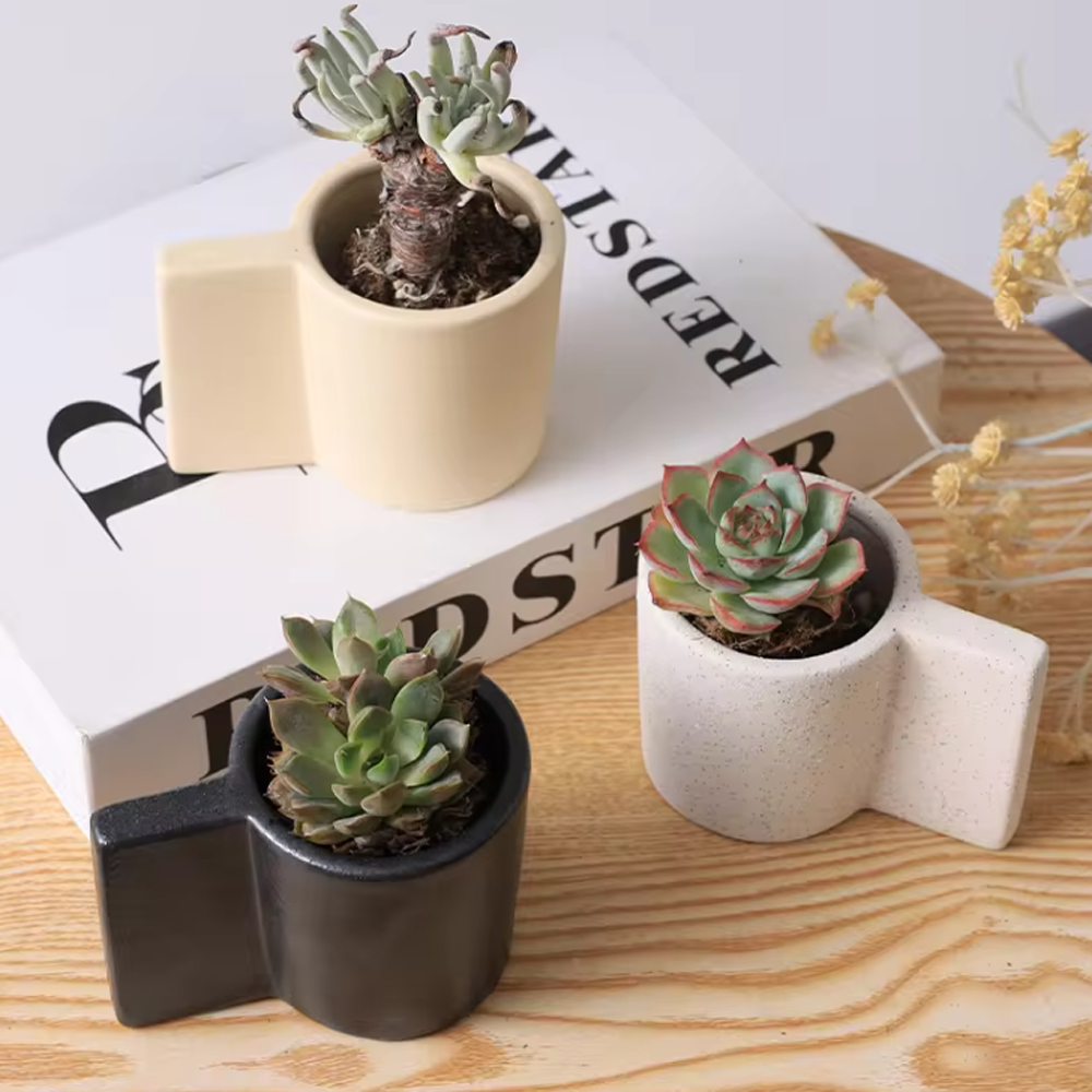 Indoor Tabletop Flower Pot Mini Small Ceramic Plant Pot For Home Decor ...