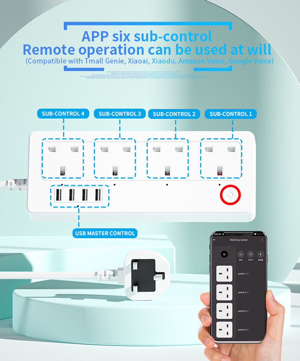Smart App Power Strip Socket Remote Control Smart Plug Tuya Smart Wifi ...
