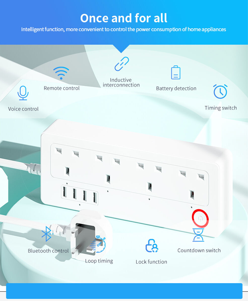 Smart App Power Strip Socket Remote Control Smart Plug Tuya Smart Wifi ...