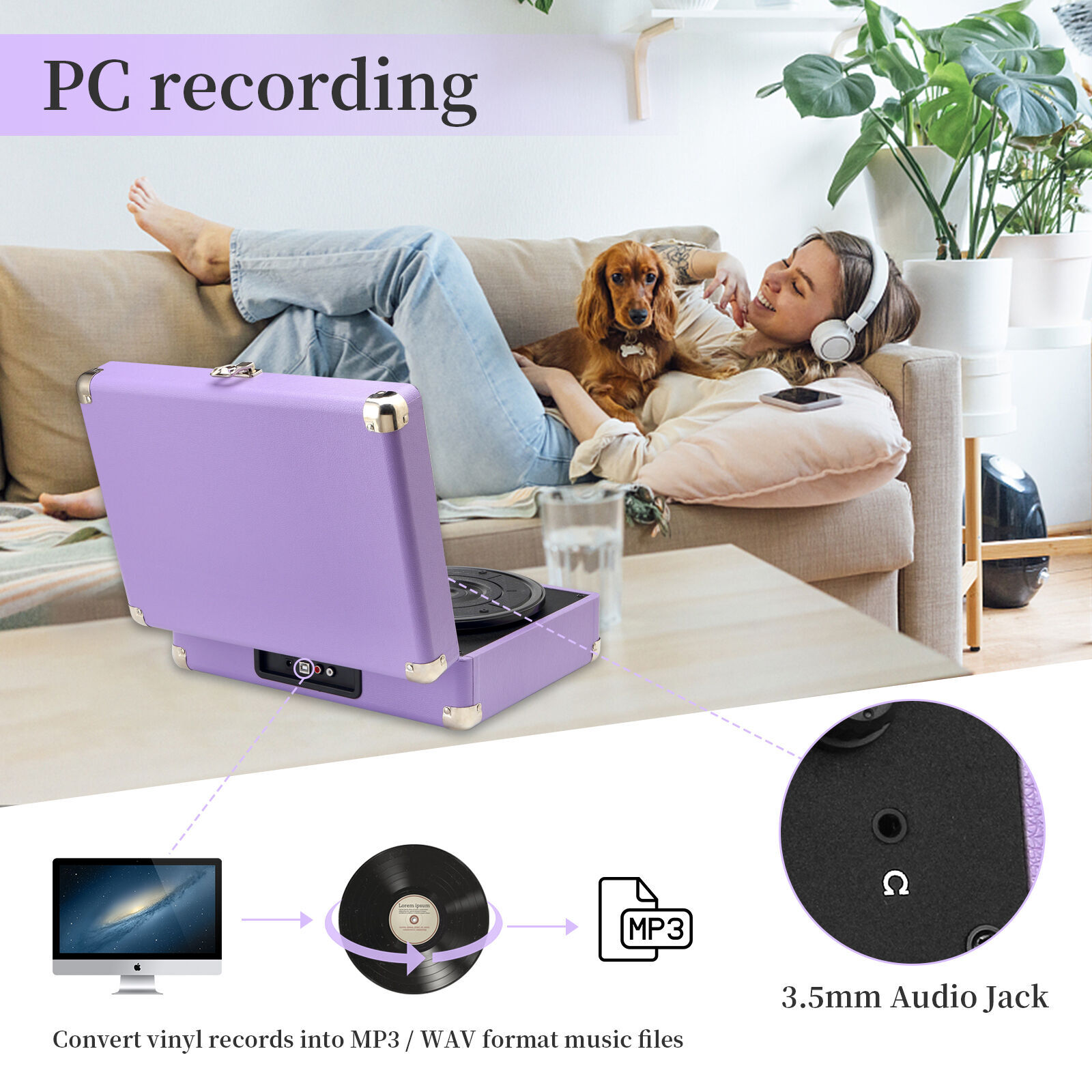 Fashion Design Bt Player Gramophone Portable Turntable With Built-in ...