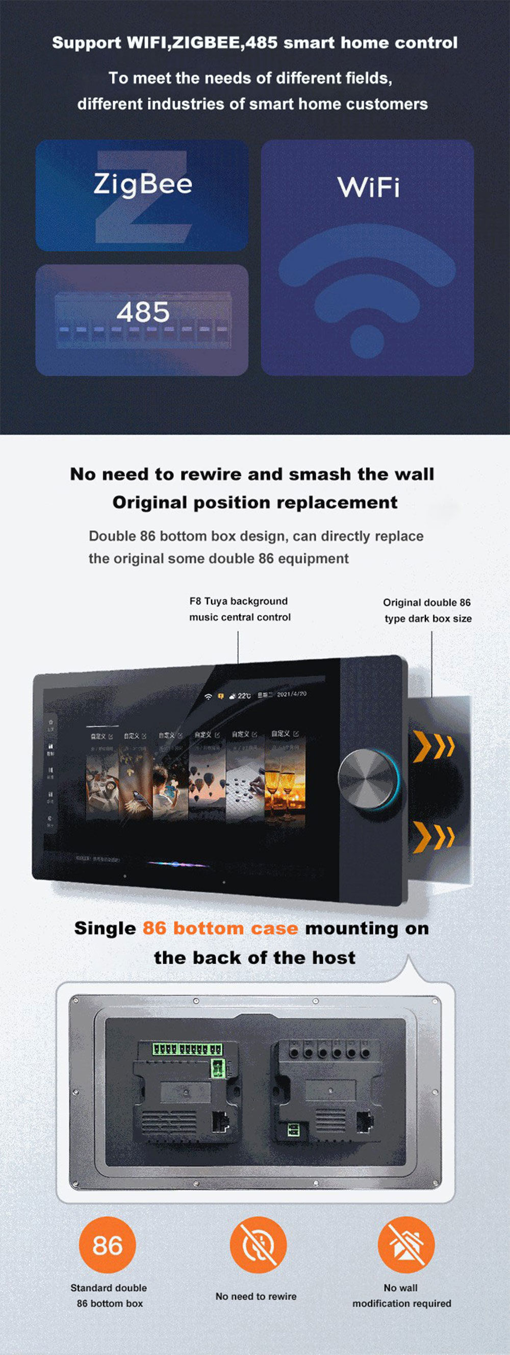 Custom Tuya 8 Inch Voice Intelligent Switch Control Panel Smart Home ...