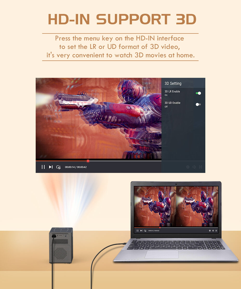 Factory Price Mini Smart Projector Dlp Projector Android 9 With 3d ...