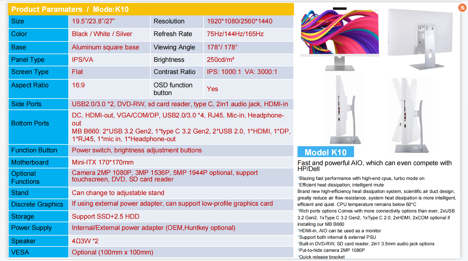 Factory Price Manufactuier Monoblock 27 Inch All In One Touch Screen ...