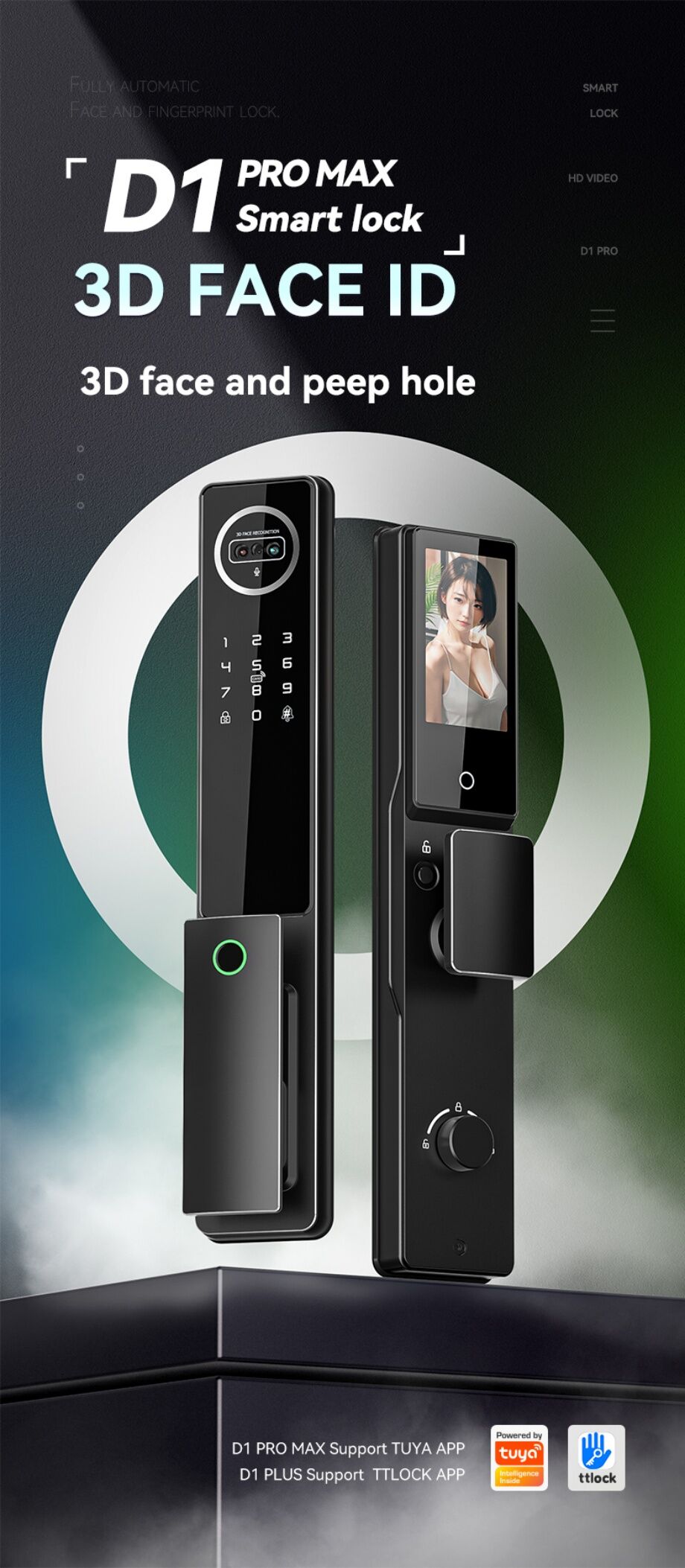 Wholesale 3d Face Recognition Fingerprint Keyless Entry Smart Front ...