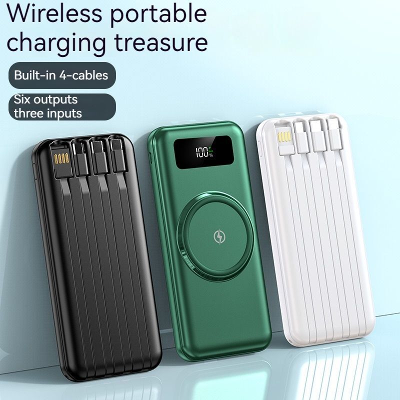 Wireless Power Bank 10000mah, 4-wire Led Display Magnetic Power Bank ...