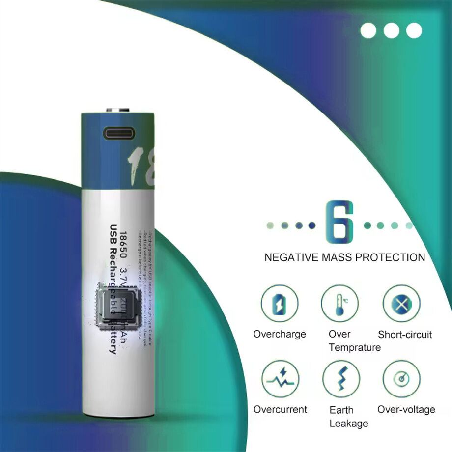 Lithium Rechargeable Battery 18650 3.7v 1000mah / 2000mah With Type-c, Lithium Ion Battery 18650 ...