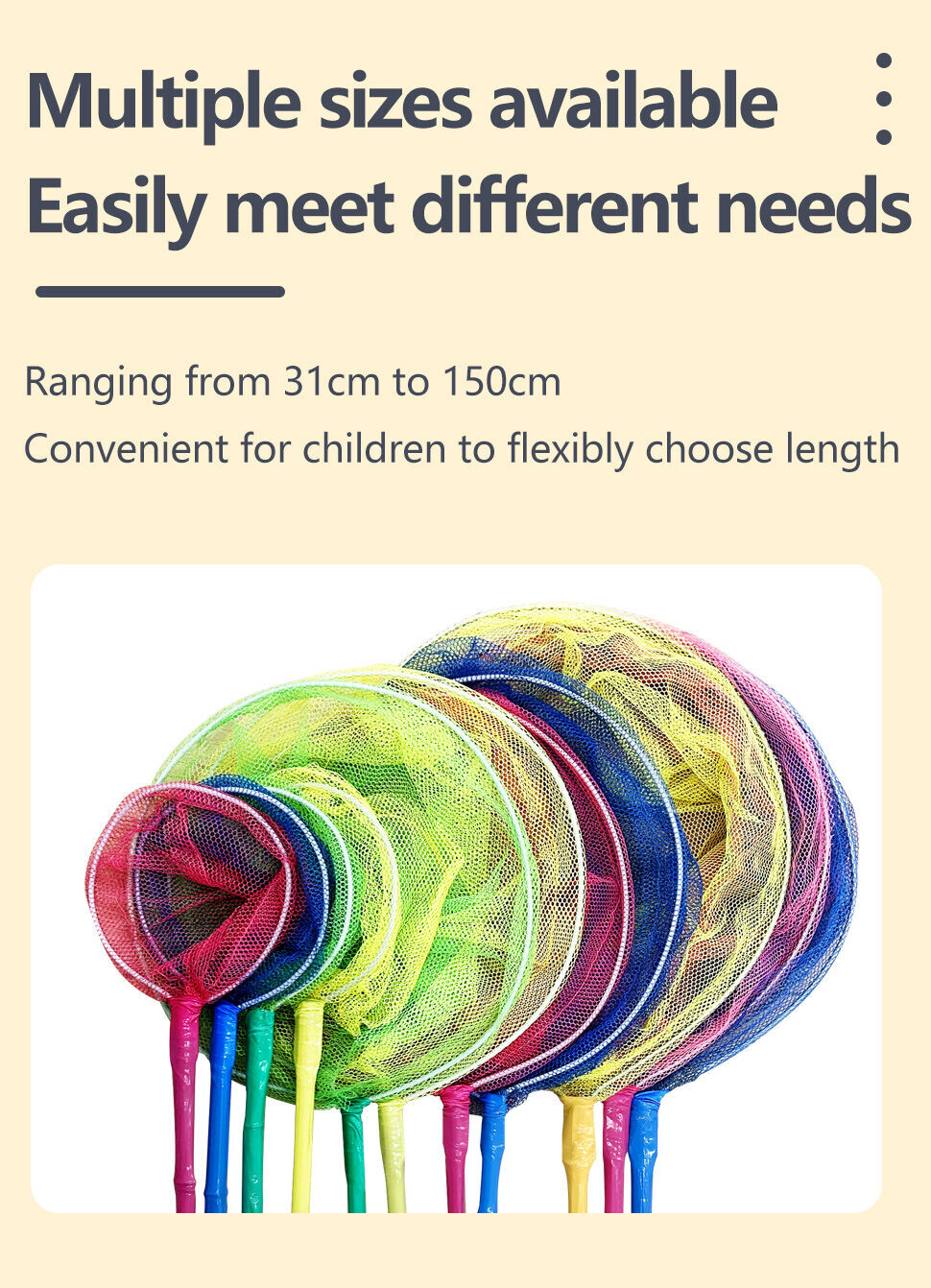 Assorted Colors Lovely Children Insect Net Bamboo Fishing Nets Long ...