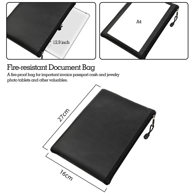 Fireproof Document Bag Waterproof Money Bags Fire Safe Storage Pouch ...