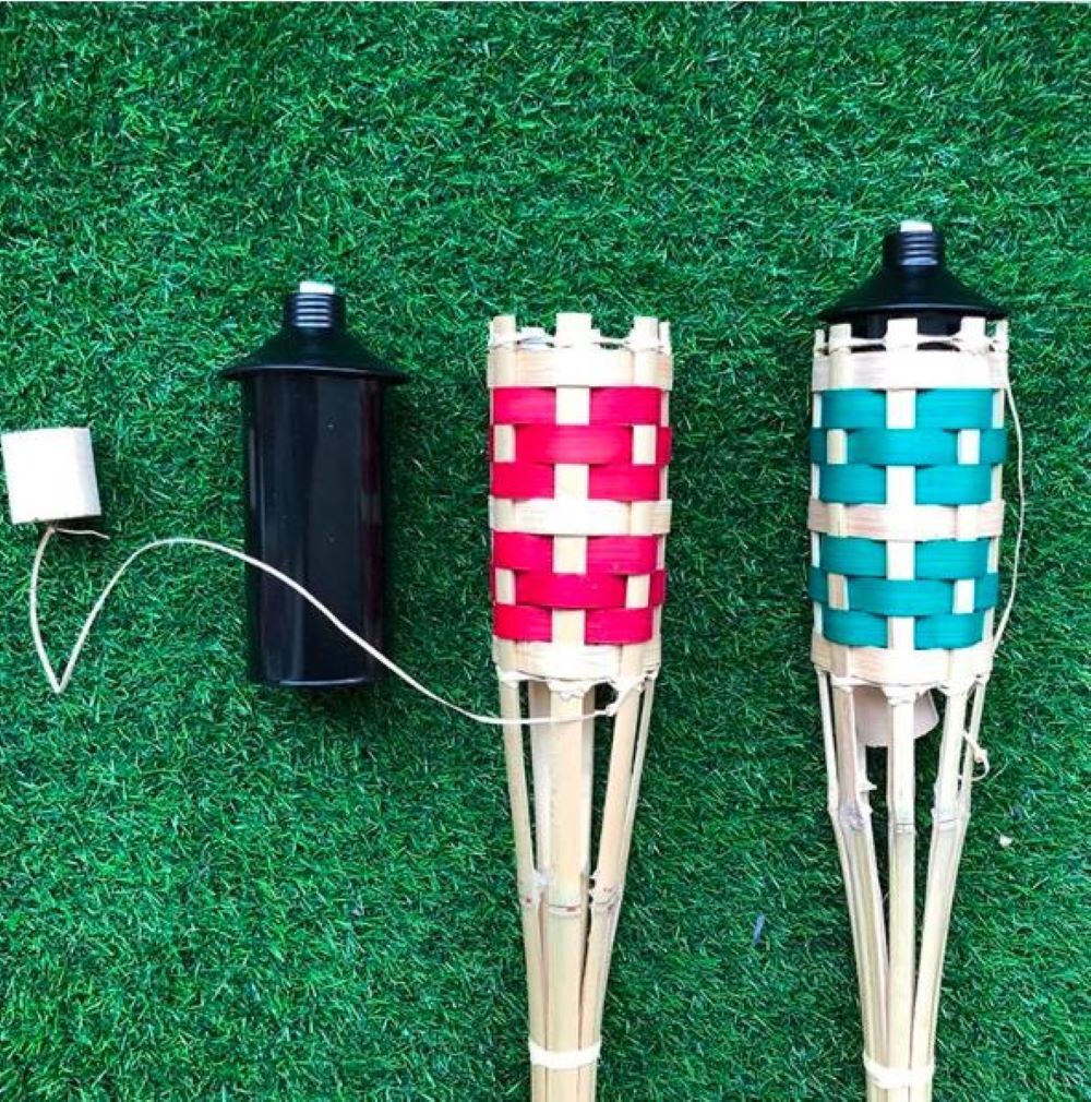 Bamboo Outdoor Torches; Large Island Citronella Torch For Garden ...