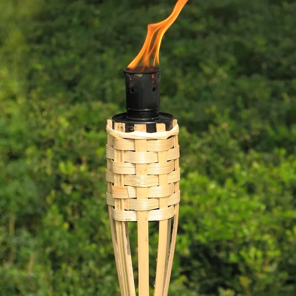 Bamboo Outdoor Torches; Large Island Citronella Torch For Garden ...