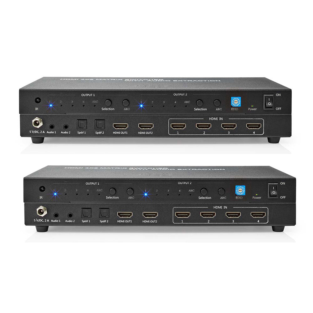 Gmax Hdmi 4x2 Matrix Switcher With Audio Extraction,4k60hz Hdmi2.0 ...