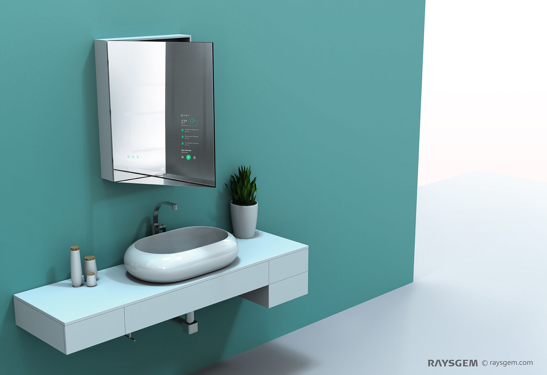Oem/odm Smart Bathroom Cabinet Mirror With Touch Screen, Voice Control ...