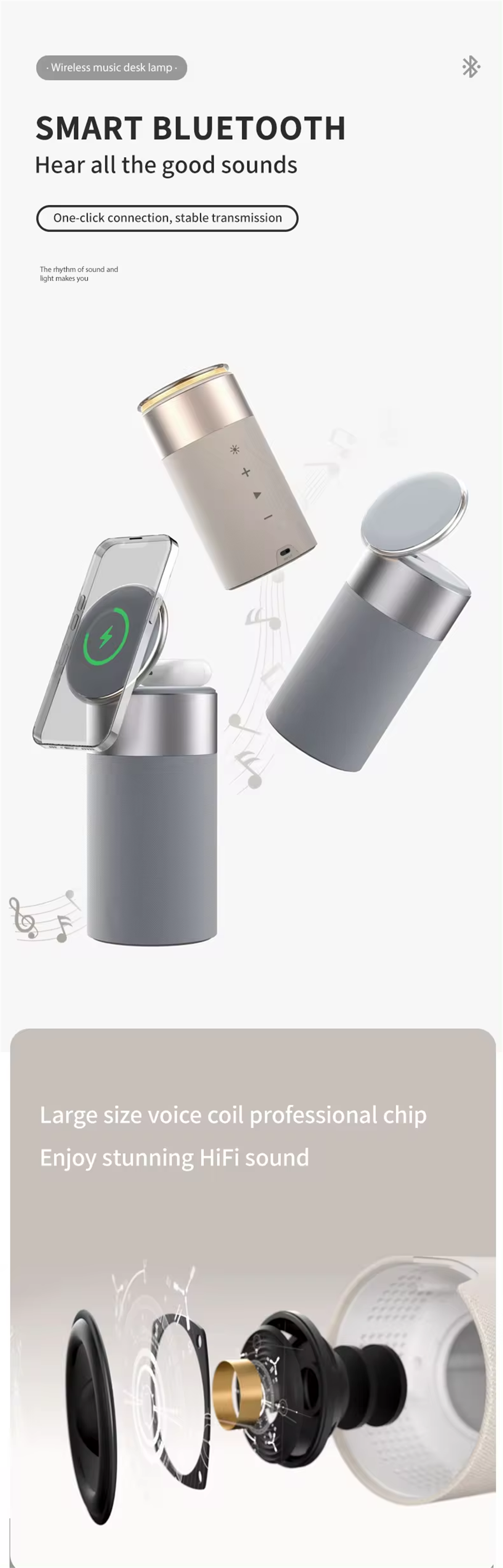 New Elegant S02 Bedroom Mini Speaker With Adjustable Multi-color Warm ...