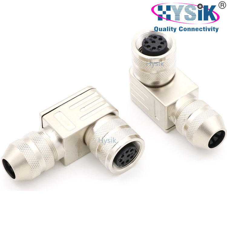 M16 Male Female Plug Right Angle Metal Shell Aisg Din C485 4 5 6 7 8 12 ...