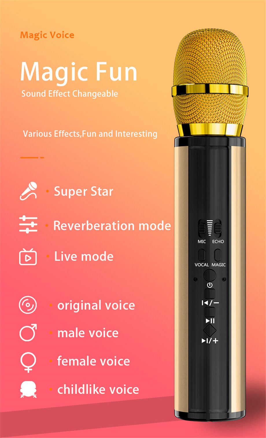 Factory Price Cheap Small Portable Singing Microphone Magic Sound And ...