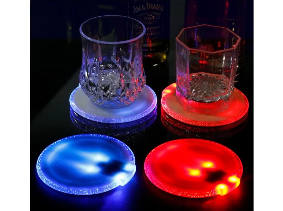 10cm Diameter Customized Led Lighting Waterproof Cup Coaster Acrylic ...