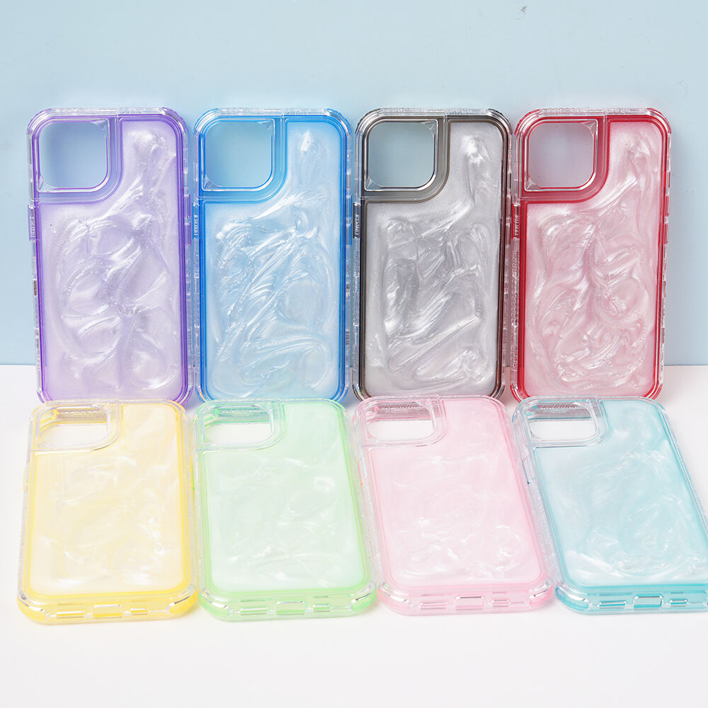 Hot Sales 3-in-1 Tpu+pc Glitter Epoxy Transparent Frame Phone Case For ...