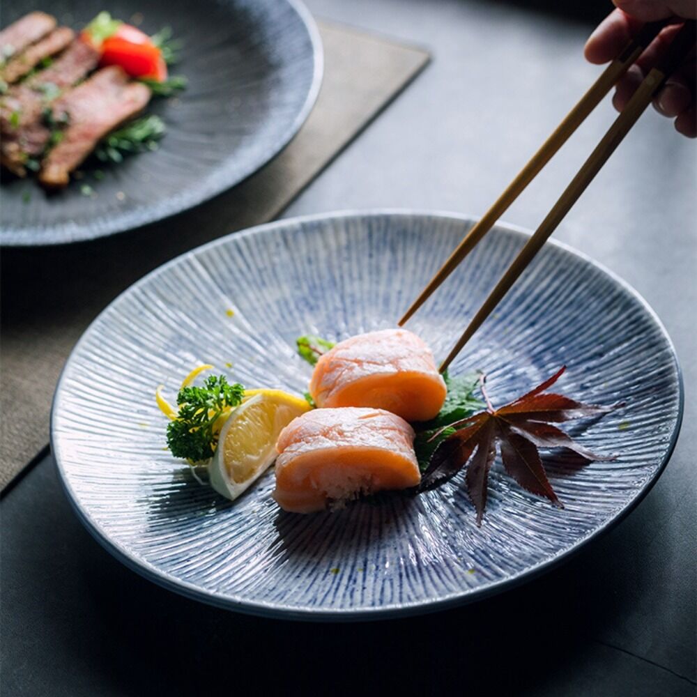 8 Inch Ceramic Plate Food Plate Steak Tray Stone Pattern Solid Color ...