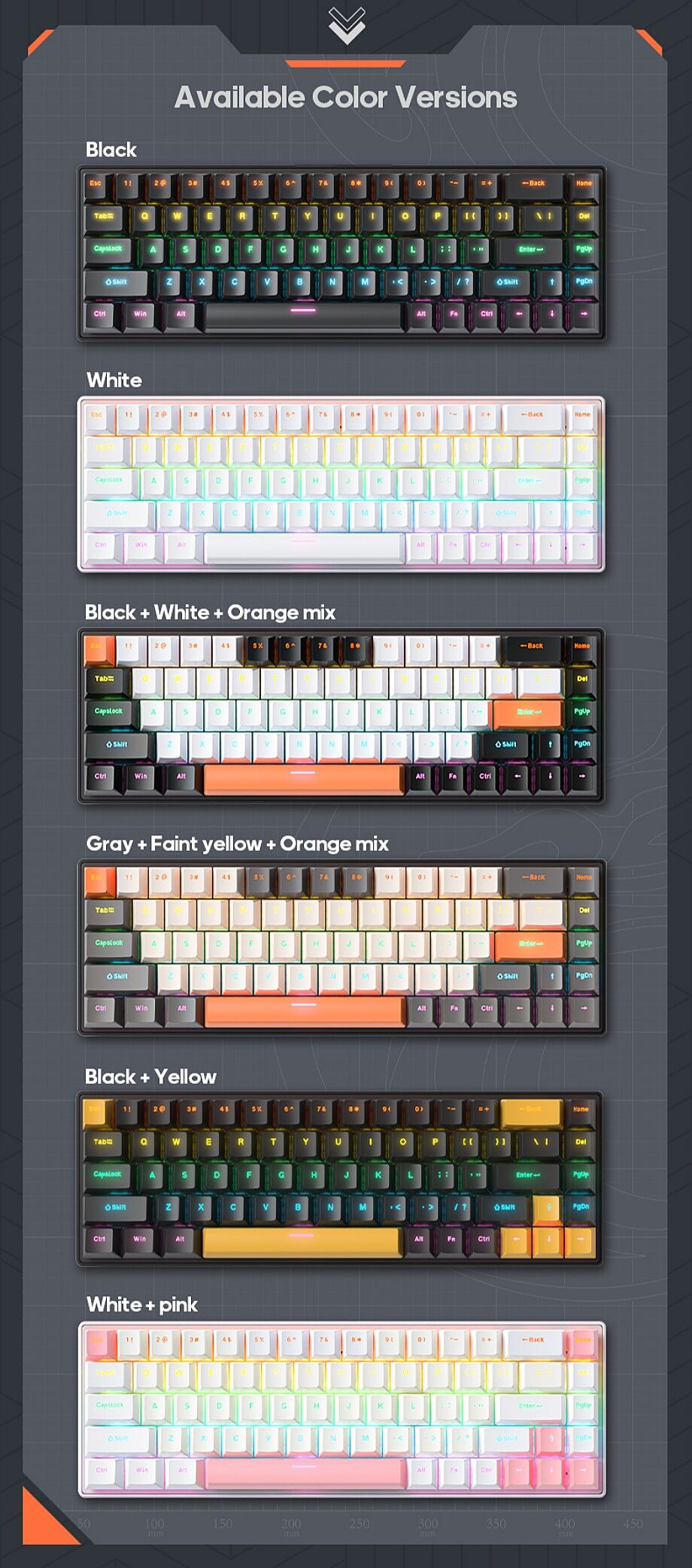 Magegee 75% Mechanical Gaming Keyboard With Yellow Switch Led White ...