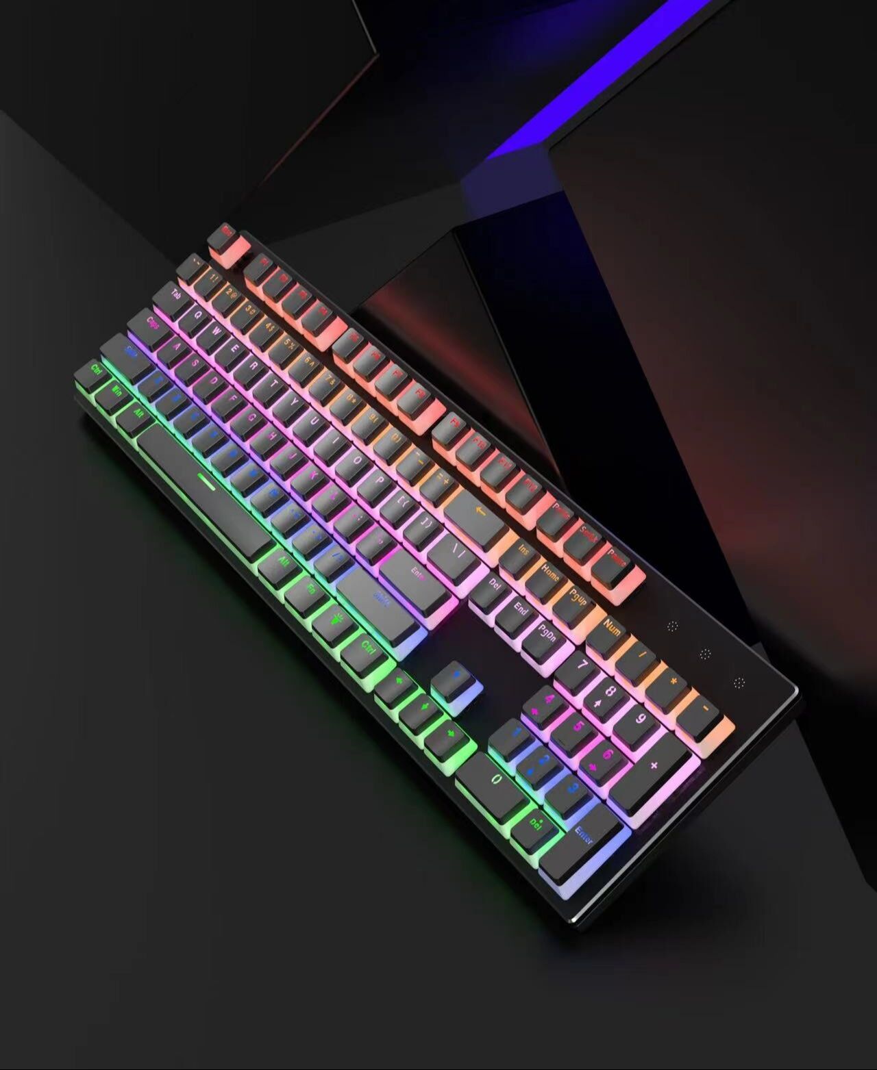 Mechanical Keyboard Full Size Metal Top Cover Wired, Rainbow Keyboard ...