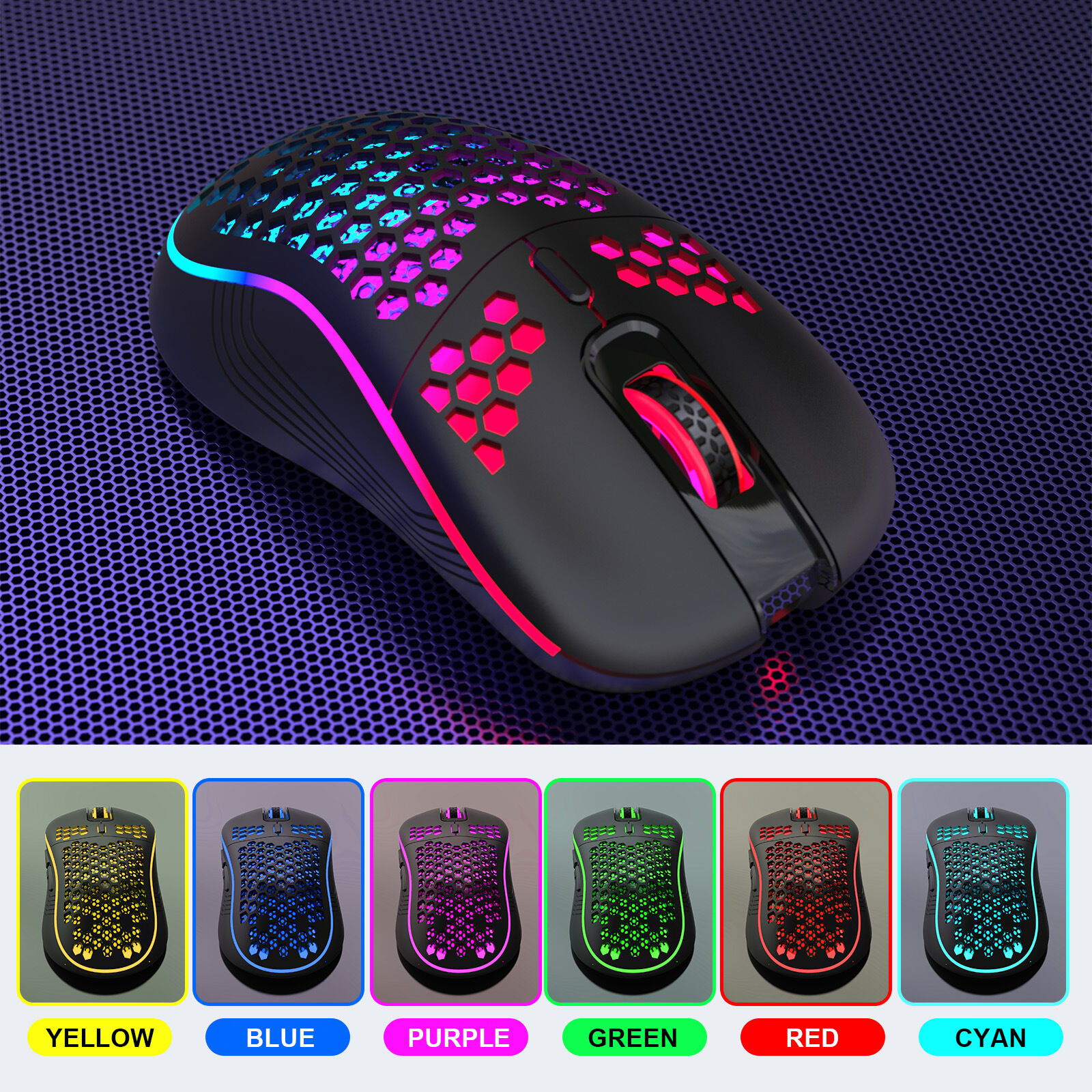Rgb Wireless Bluetooth Three Mode Transparent Mechanical Mouse Games ...