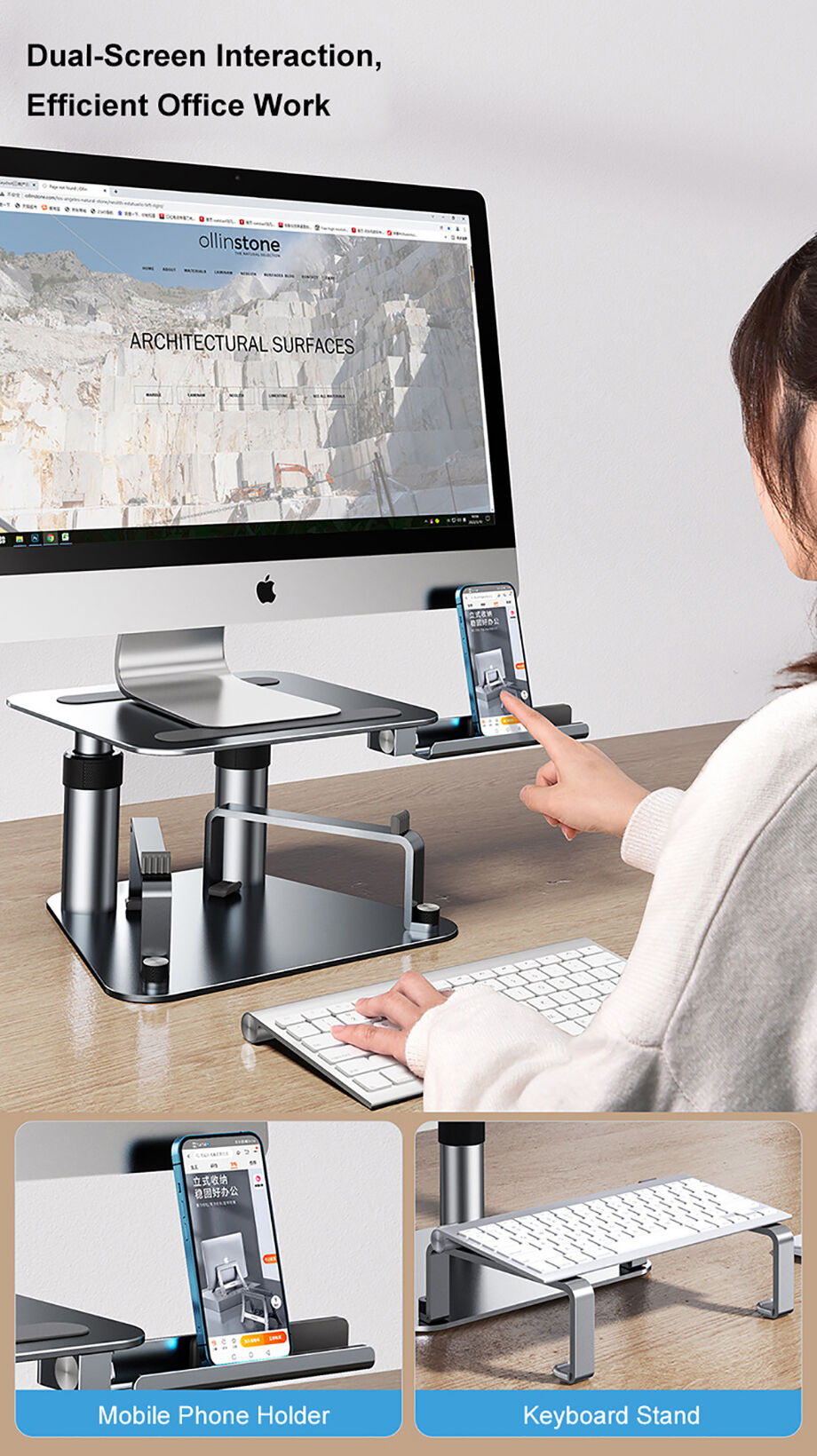 Multifunction Monitorriser Computer Desktop Shelf Aluminium Laptop ...