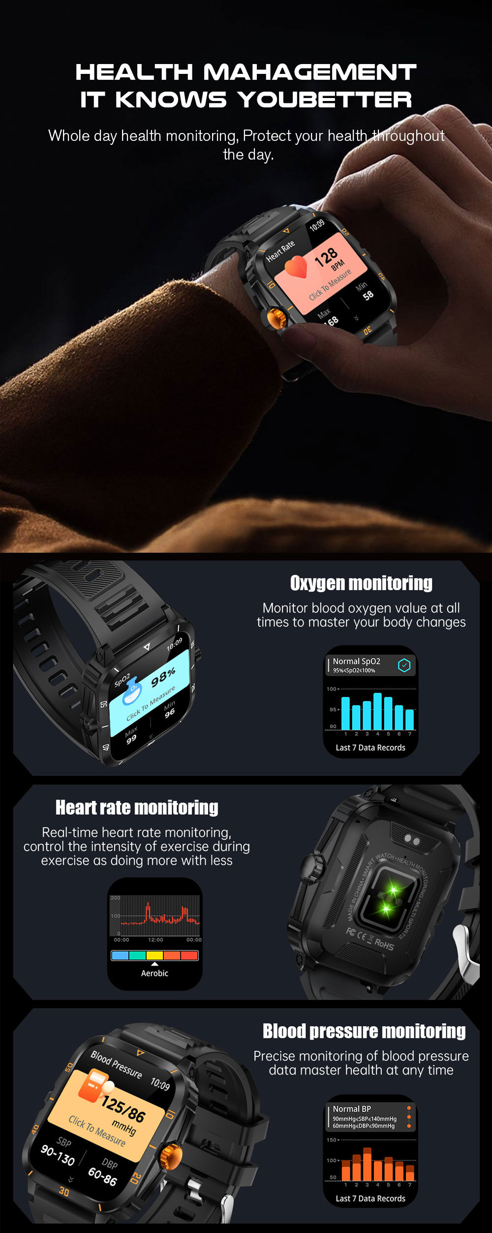 High Quality Amoled V71 Smart Watches Latest Bt Calling Real Heart Rate ...