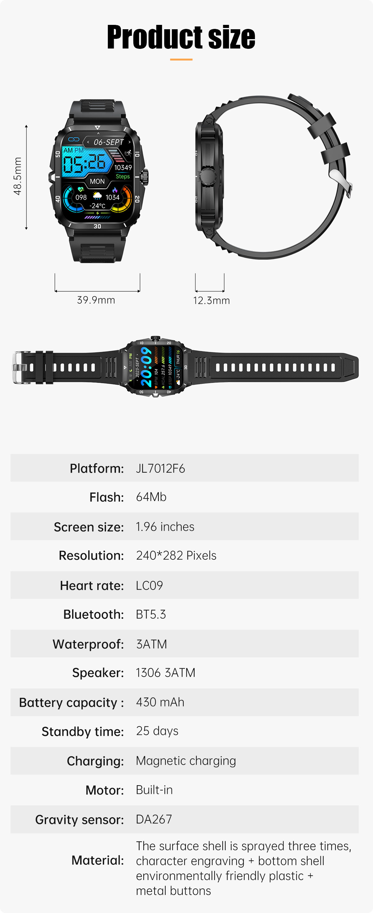 High Quality Amoled V71 Smart Watches Latest Bt Calling Real Heart Rate ...