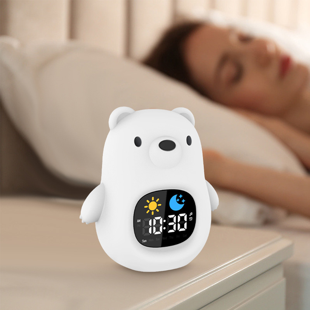 Sleep Trainer Children Alarm Clock For Kids Dino Night Light Clock ...