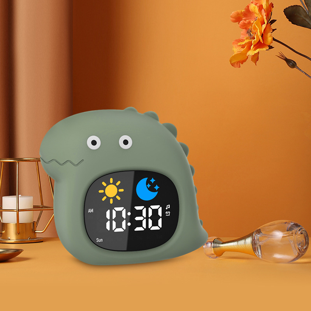 Sleep Trainer Children Alarm Clock For Kids Dino Night Light Clock ...