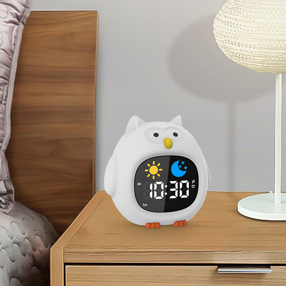 Sleep Trainer Children Alarm Clock For Kids Dino Night Light Clock ...