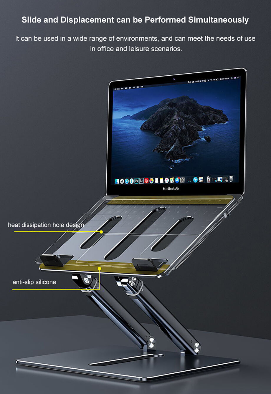 Wholesale Lp-z10 Aluminum Metal Stable Height Adjustable Laptop Stand Stands With Phone Holder ...