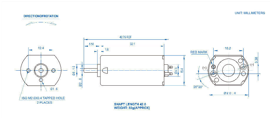Oem Type Wff-180, Dc2.4v 0.5w-3.5w Od:20.4mm*32.1mm(l)*15.4mm(h) Flat ...