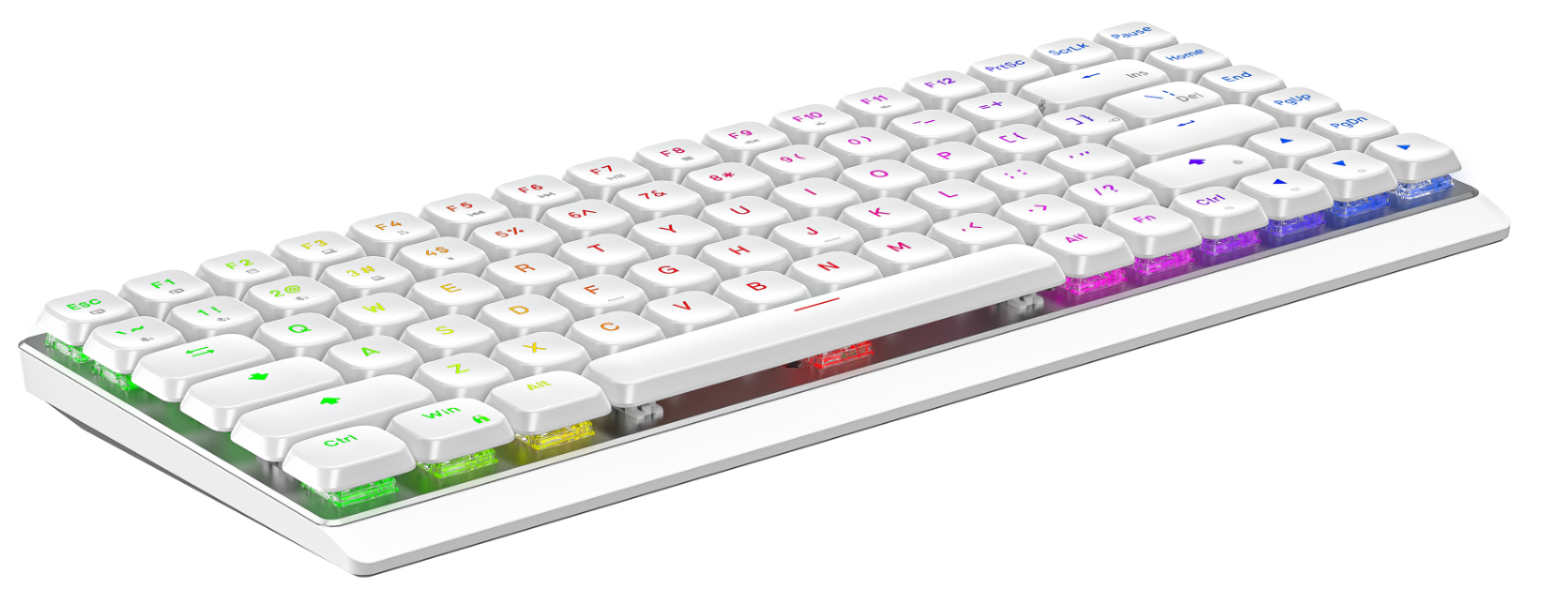 84 Keys Low Profile Mechanical Keyboard Black White Color With Rainbow ...