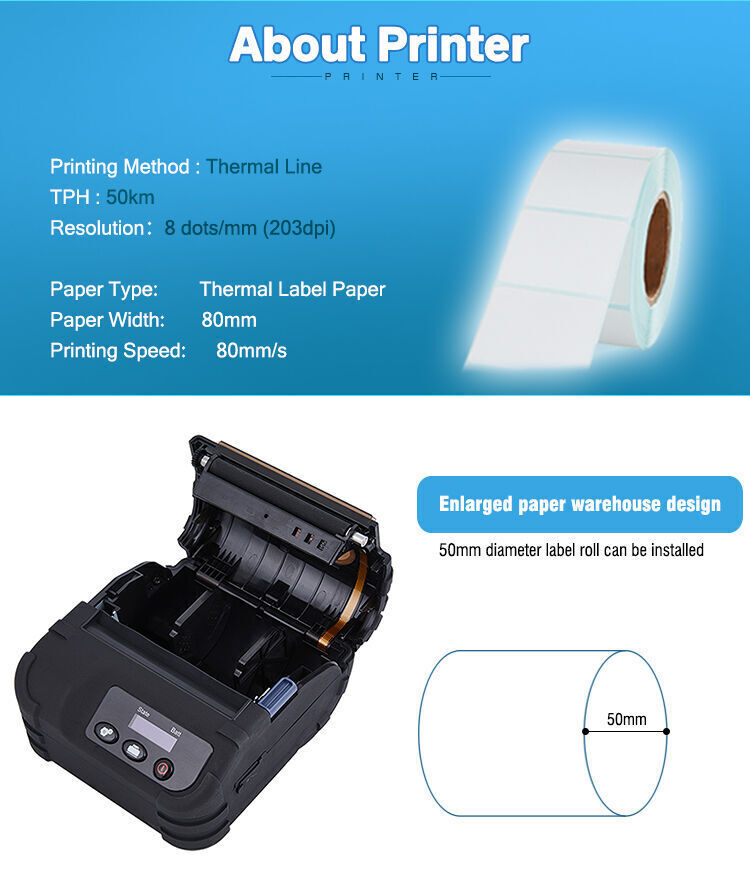 Portable Bluetooth Thermal Shipping Label Printer Usb +bluetooth 3 ...