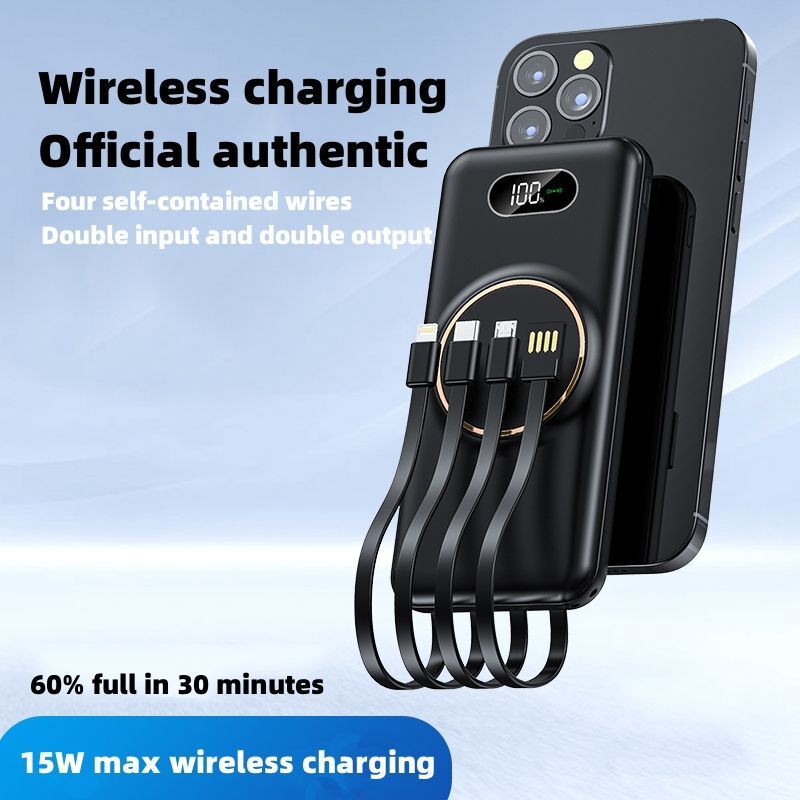 Large Capacity Fast Charge Comes With 4-wire Wireless Charging Bank ...