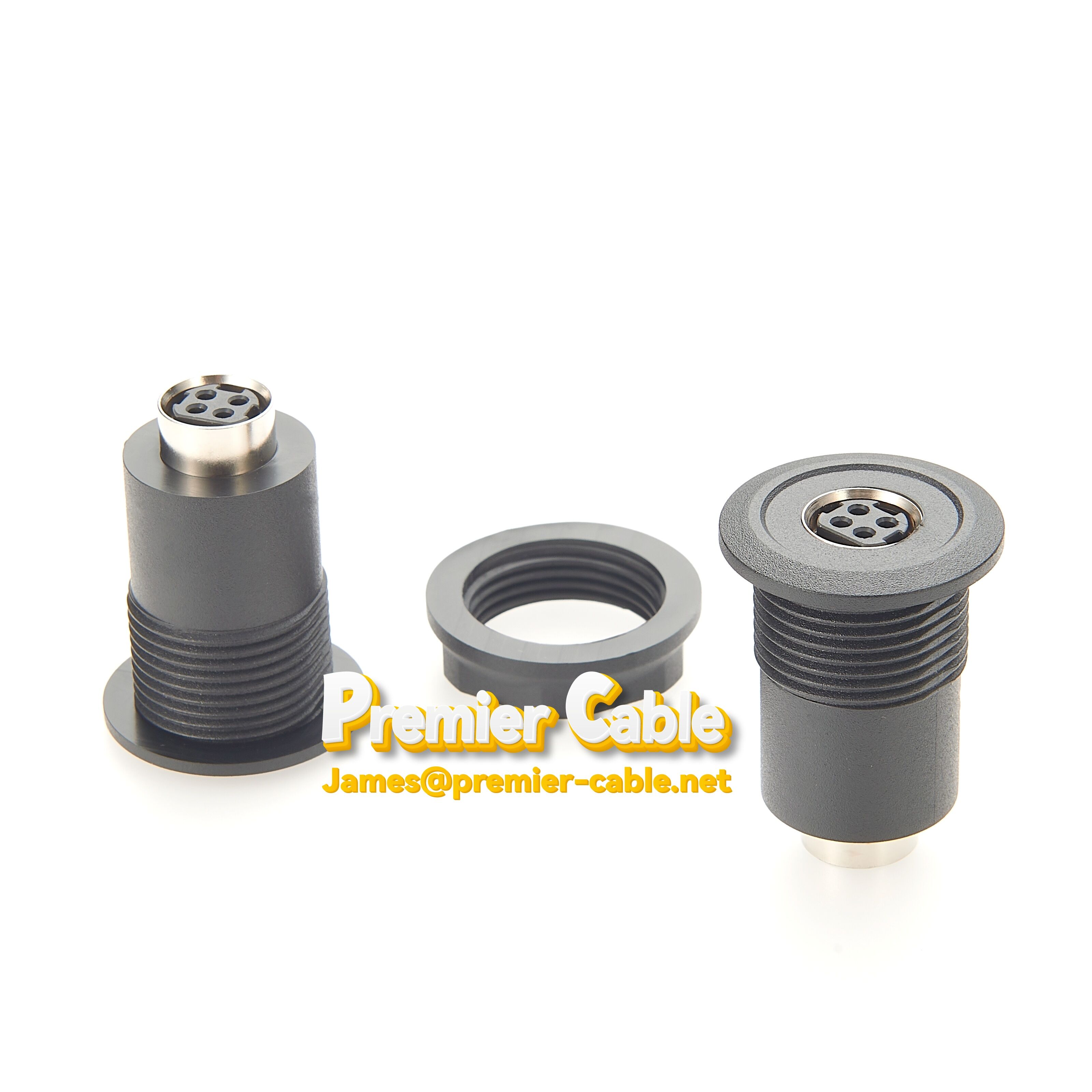 Panel Mount 4 Pin Power Din Feedtrough Connector, Kycon Kpjx-pm-4s ...