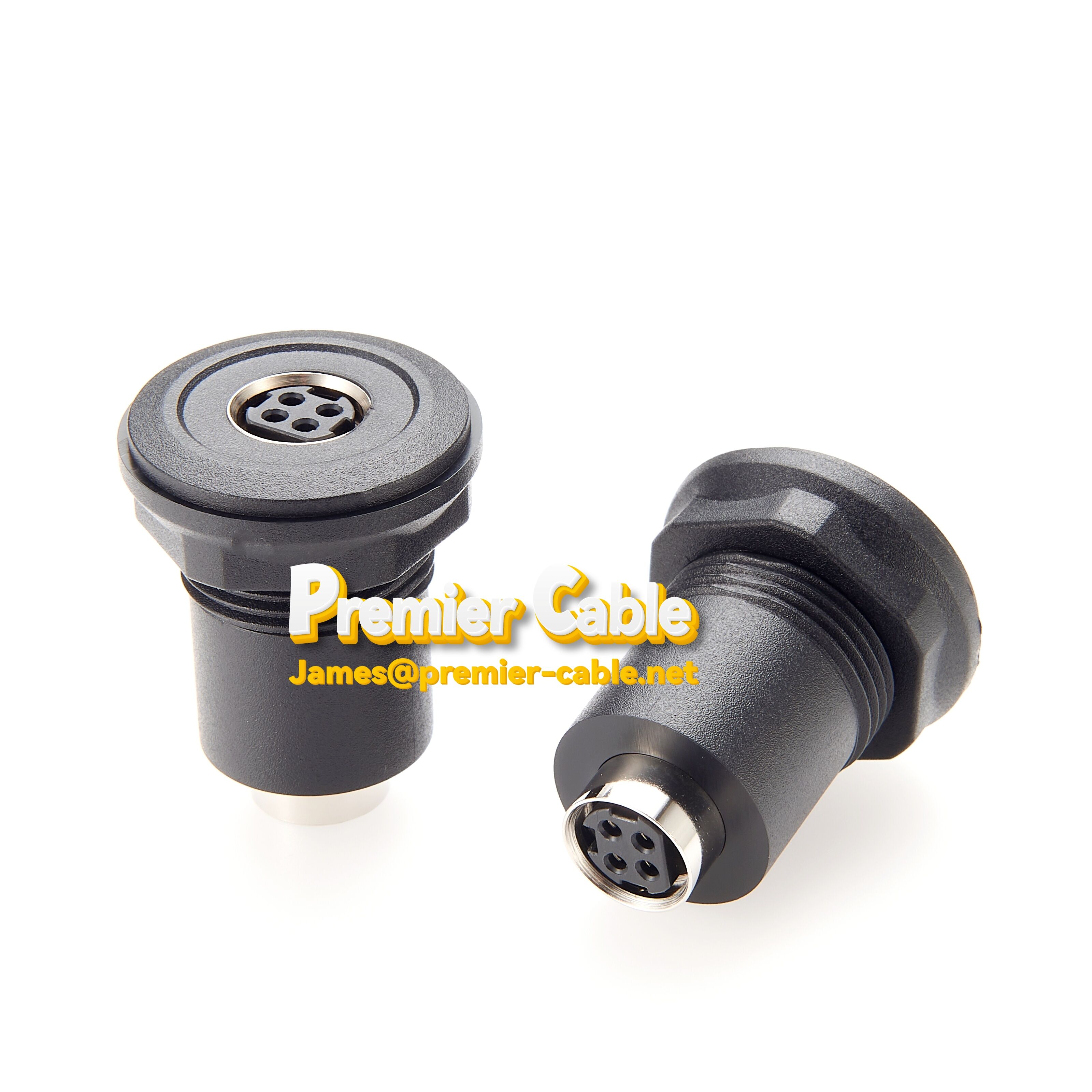 Panel Mount 4 Pin Power Din Feedtrough Connector, Kycon Kpjx-pm-4s ...