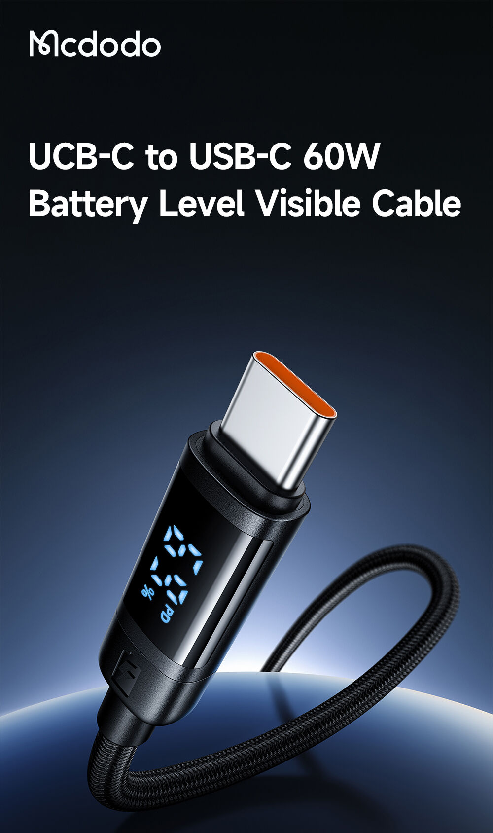 Mcdodo 578 Smart Display 60w Ubs-c Type Fast Charging Battery Level ...