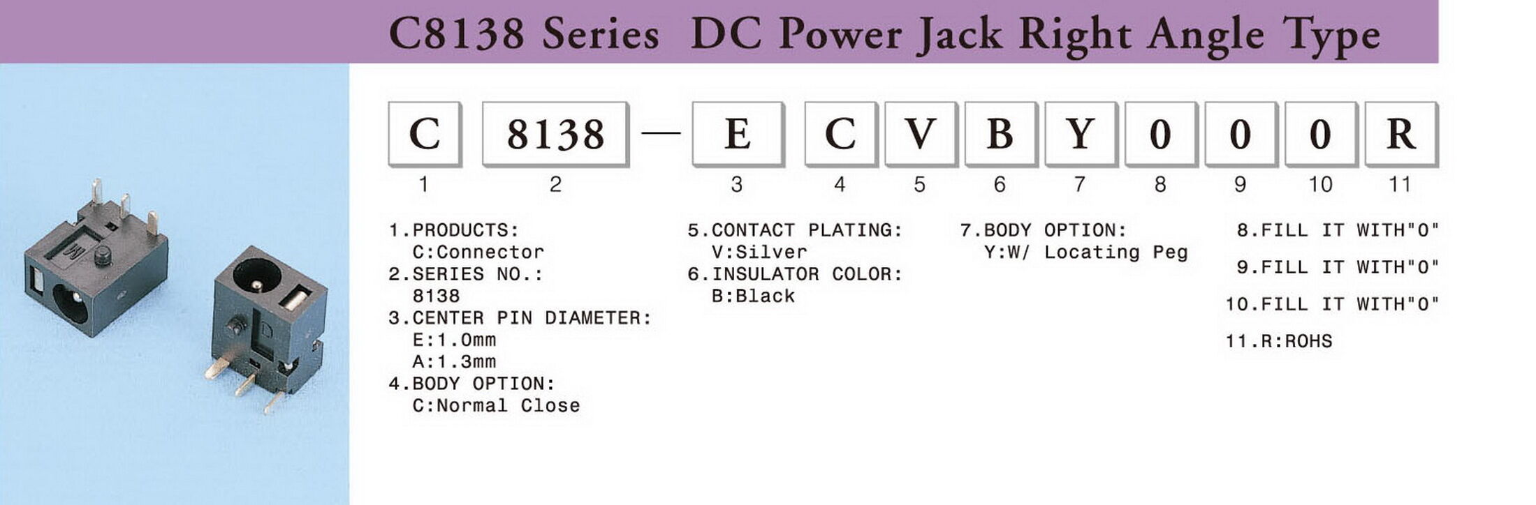C8138 Series Dc Power Jack Right Angle, 1.0mm And 1.3mm, Dc Power Jack ...