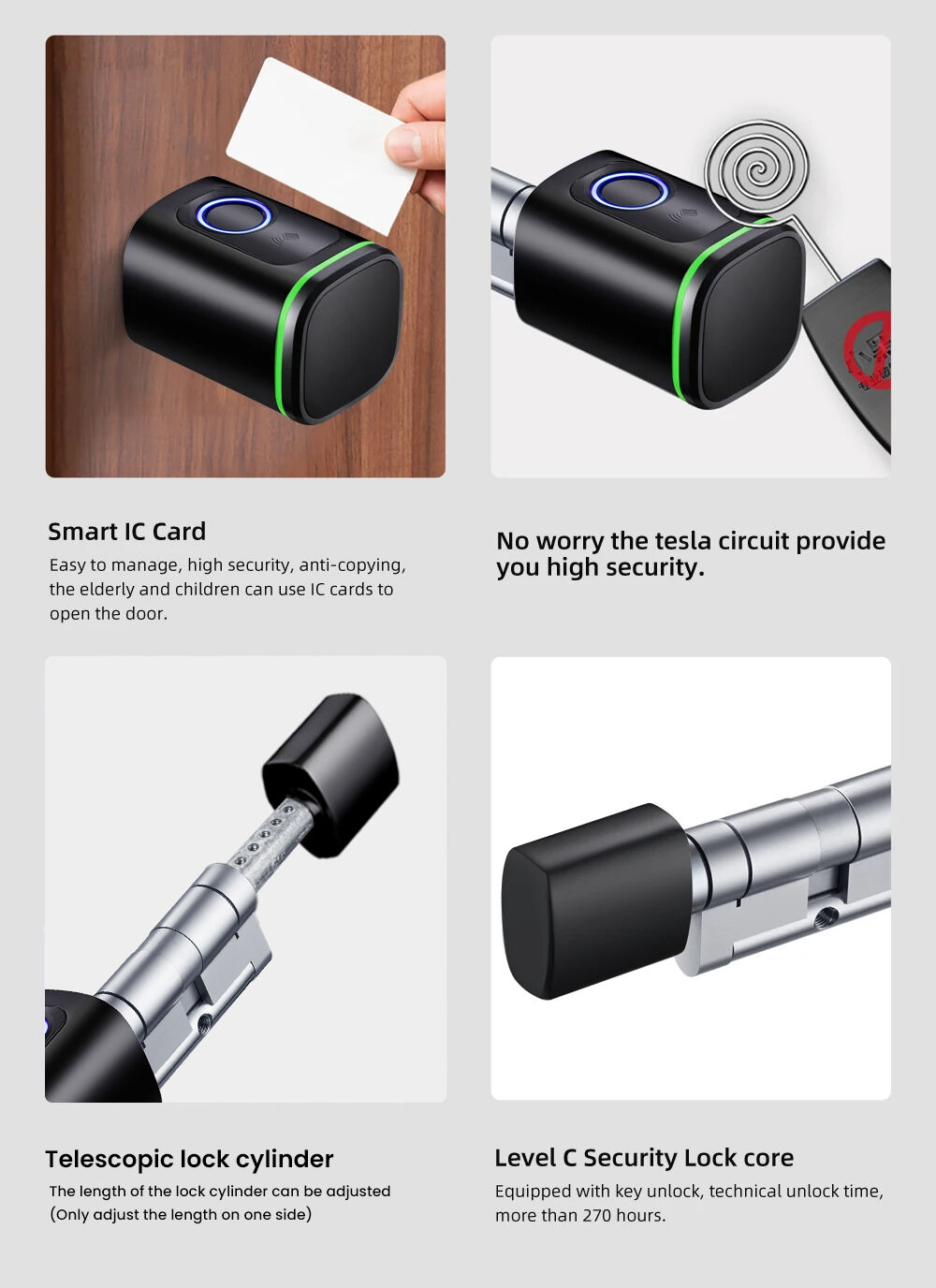 Avatto New In Tuya Waterproof Ic Card Digital Adjustable Cylinder Round ...