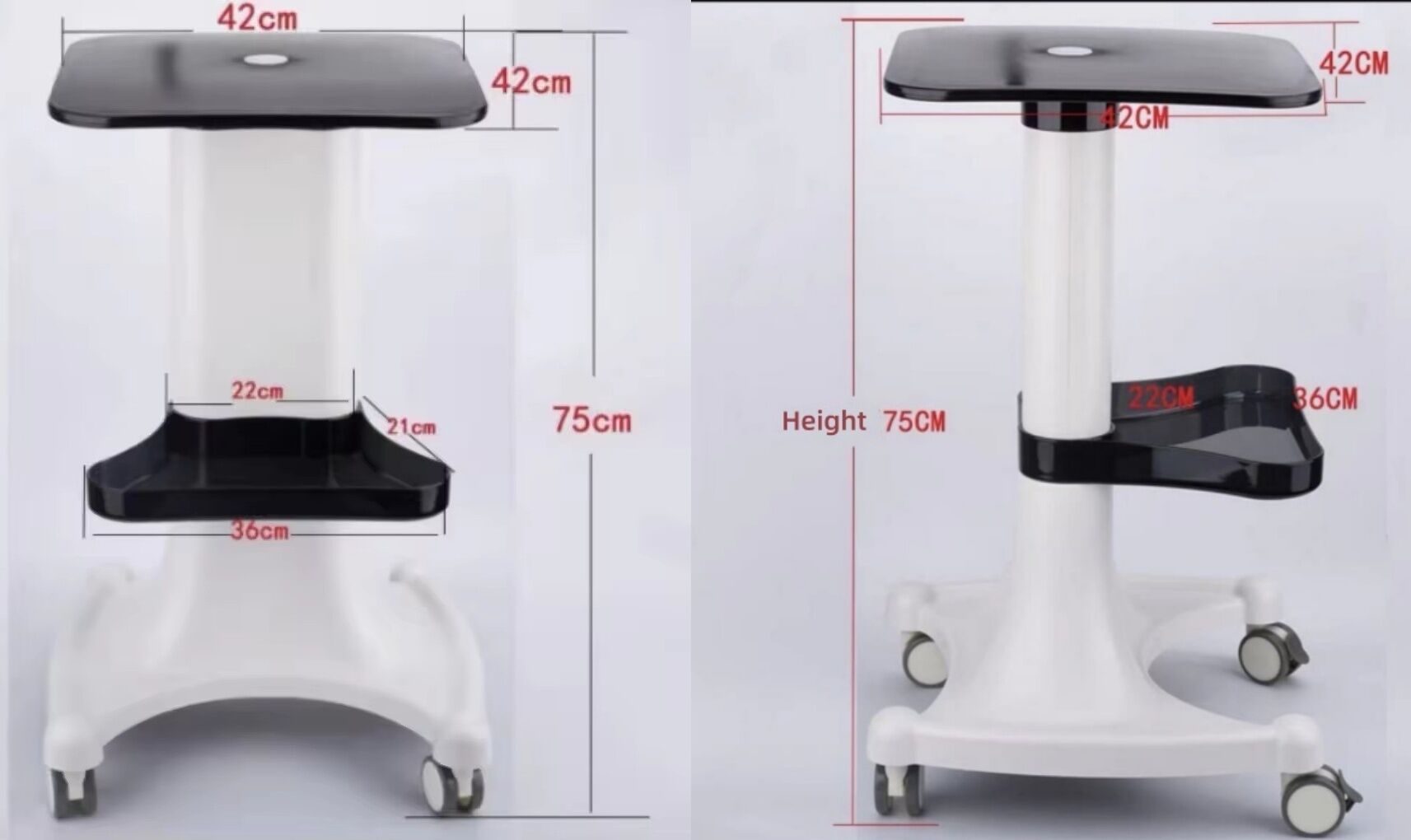 Abs Movable Tool Trolley With Tray Beauty Trolley With Anti Slip Mat ...