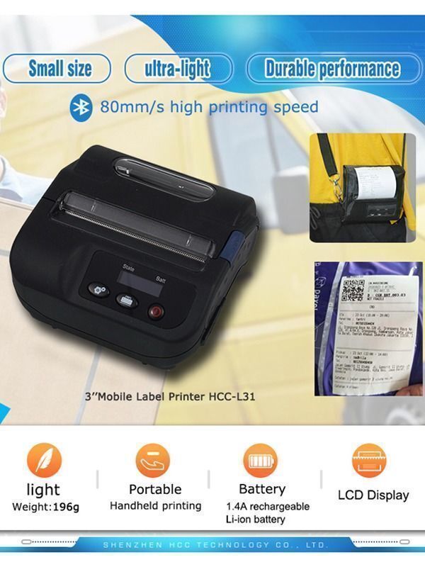 Wireless Industry Thermal Portable Label Printer With Lcd For Logistics ...