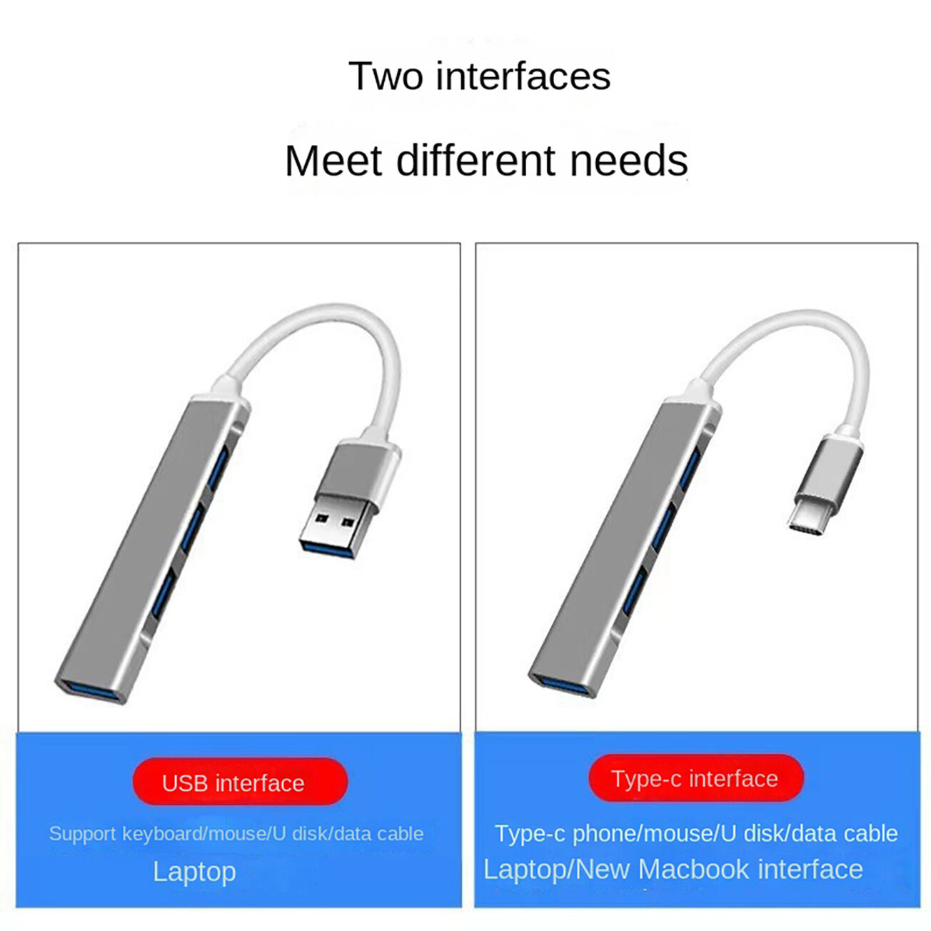 4-port Usb-c Hubs 5gbps And Usb 2.0 Hub 480mbps For Computer Macbook ...