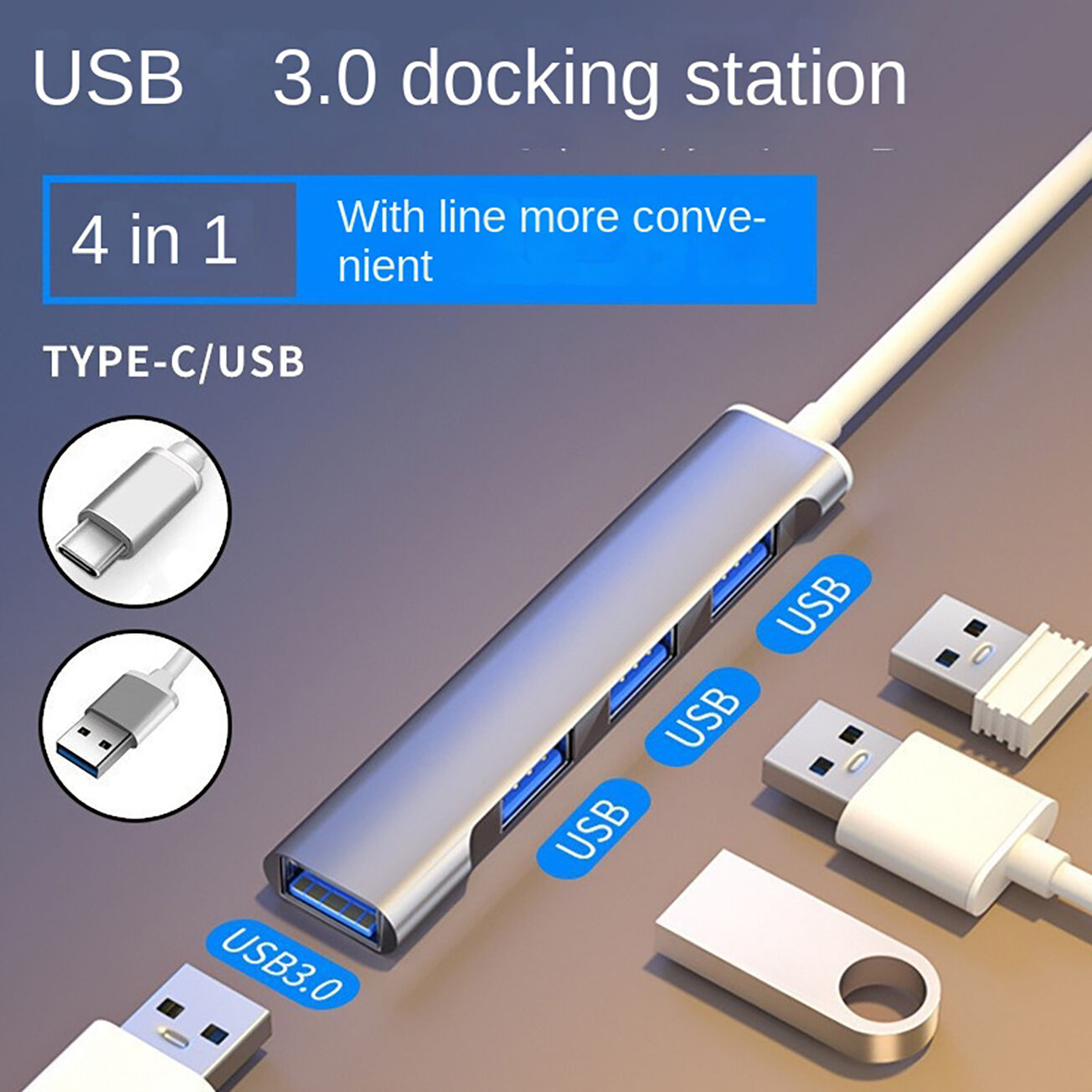 4-port Usb-c Hubs 5gbps And Usb 2.0 Hub 480mbps For Computer Macbook ...
