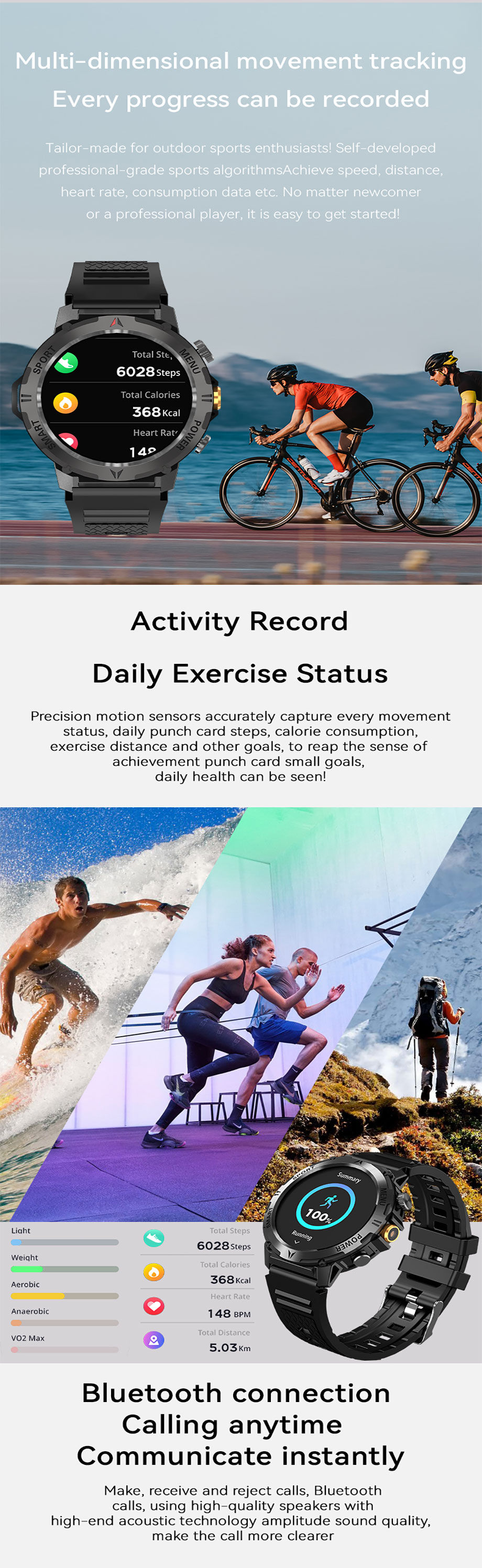 1.46 Inch Full Round Smart Watch Sports Model Support Bt Calling ...