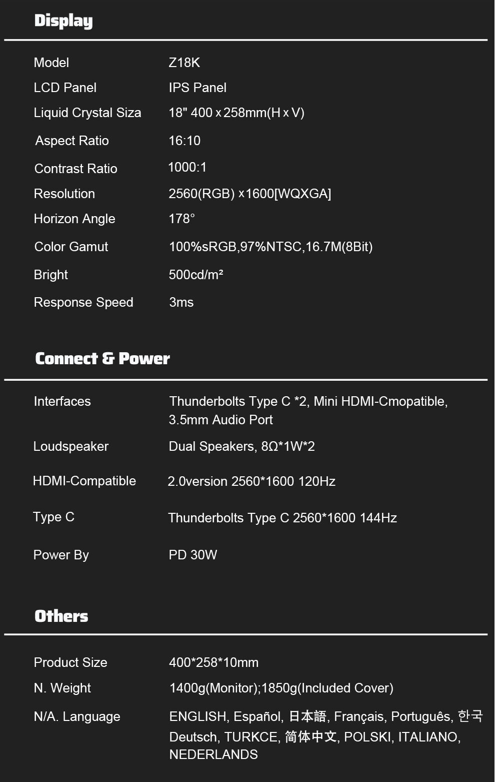 Bulk Buy China Wholesale Zeuslap 18 Inch Lcd Qhd 1600p 144hz Gaming ...